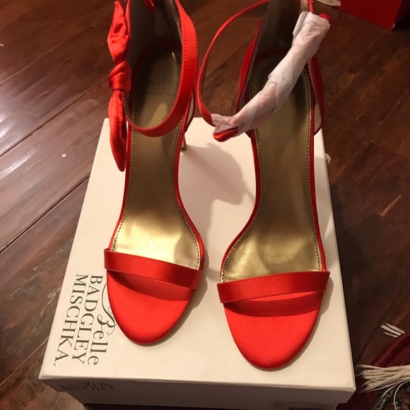 Badgley Mischka | Shoes | Badgley Mischka Red Satin Shoes | Poshmark